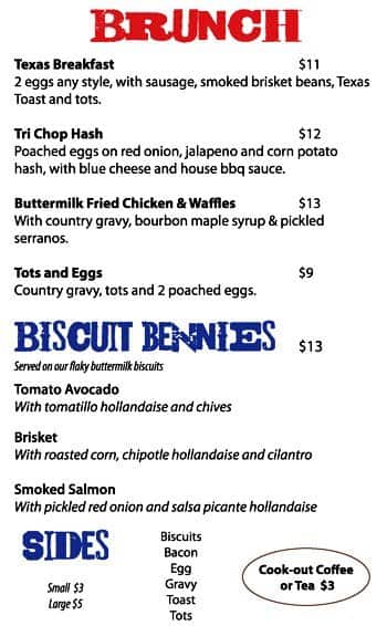 Menu at Dixie's BBQ, Vancouver