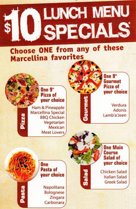 Menu at Marcellina Pizzeria Restaurant, Semaphore, 47 Semaphore Rd