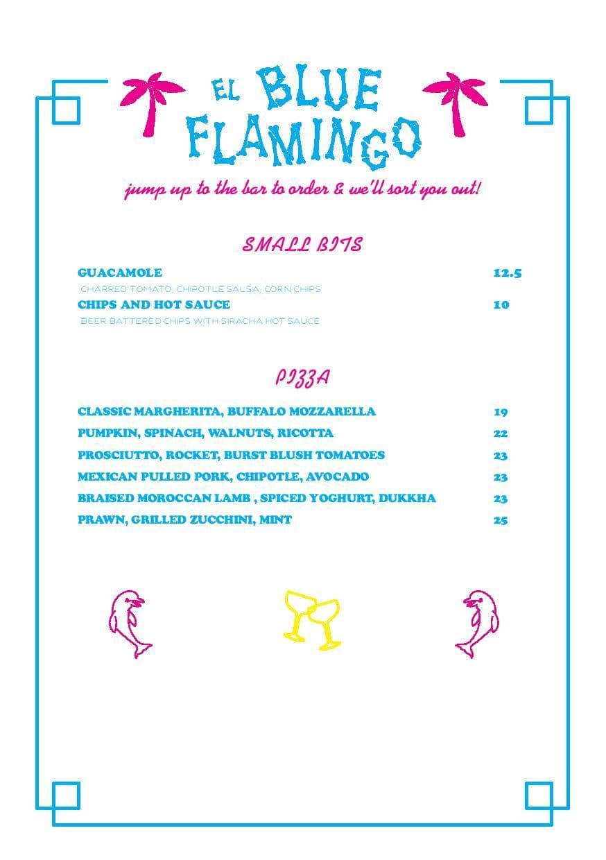 Menu at The Blue Flamingo pub & bar, Leederville