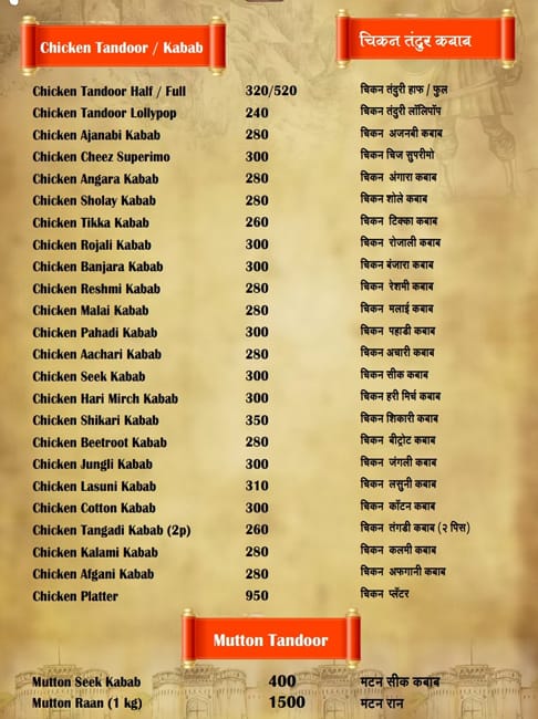 Menu at Karyat Mawal, Pune