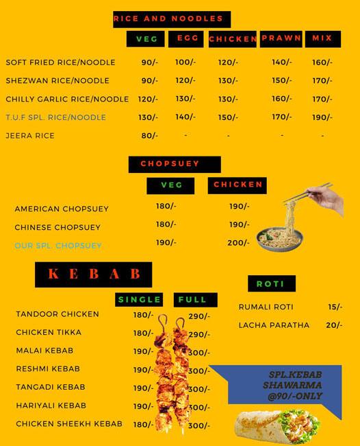 Menu at The urban fork, Hyderabad