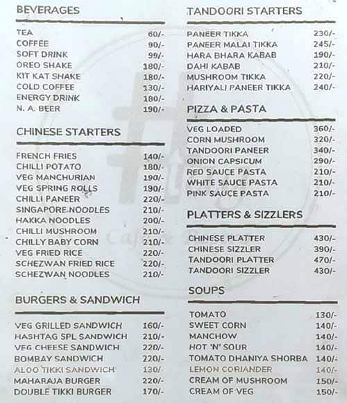 Menu of Hashtag Cafe & Restro, Lashkar, Gwalior