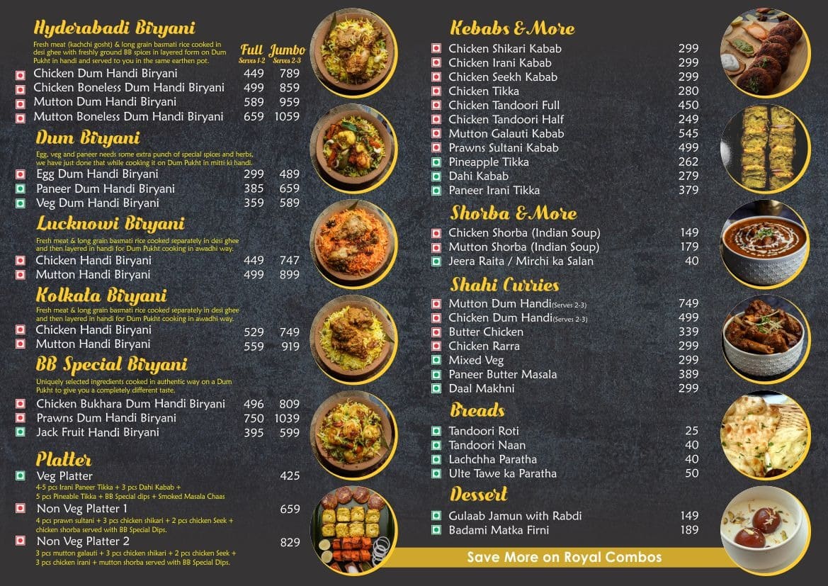 Menu at BB Biryani, Mumbai