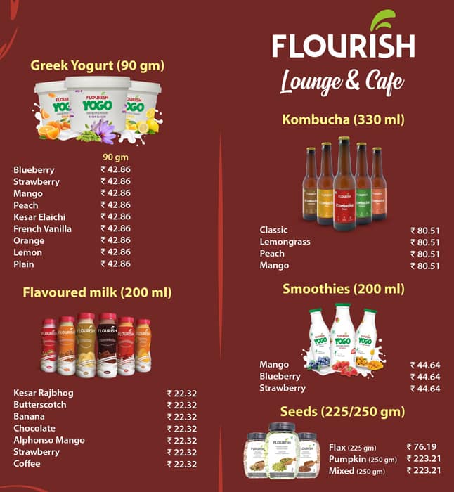 Menu of Flourish, Gota, Ahmedabad