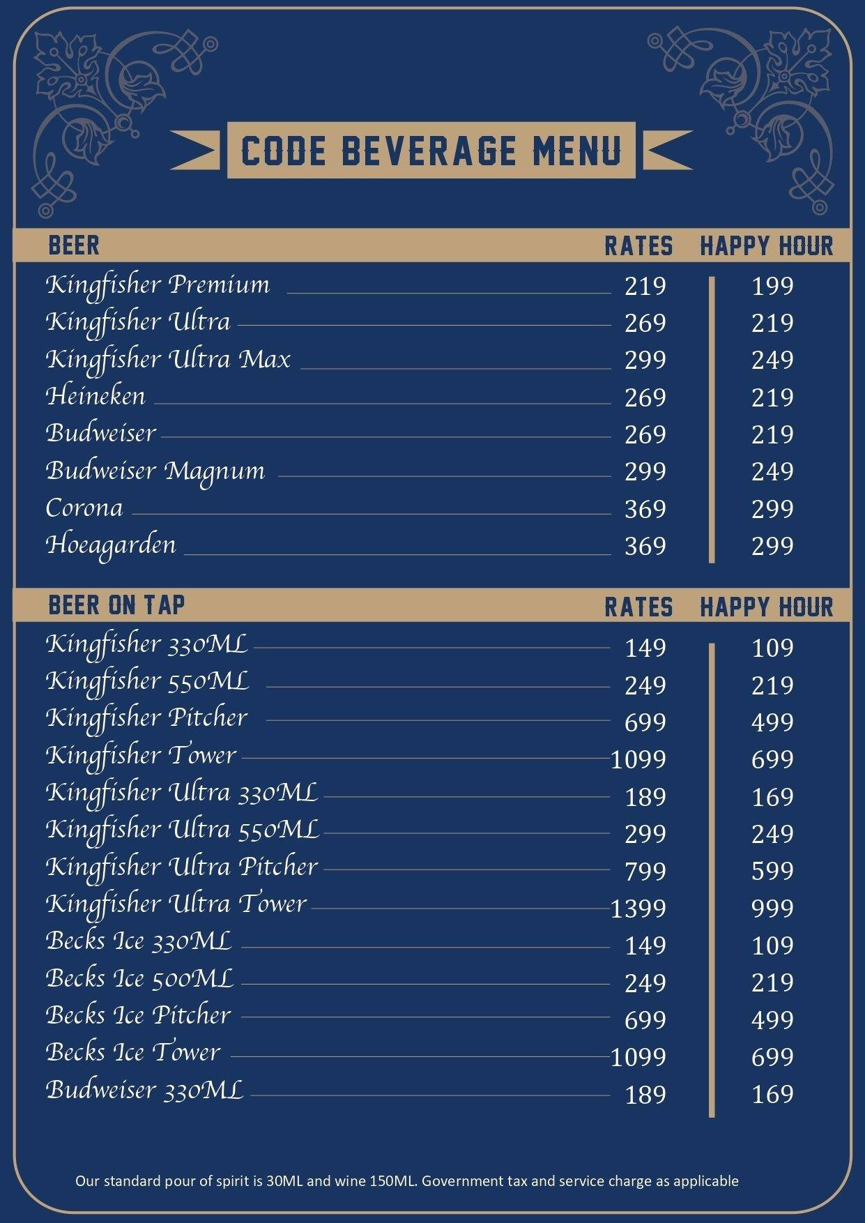 Menu of Code - The Speakeasy Bar, Kothrud, Pune