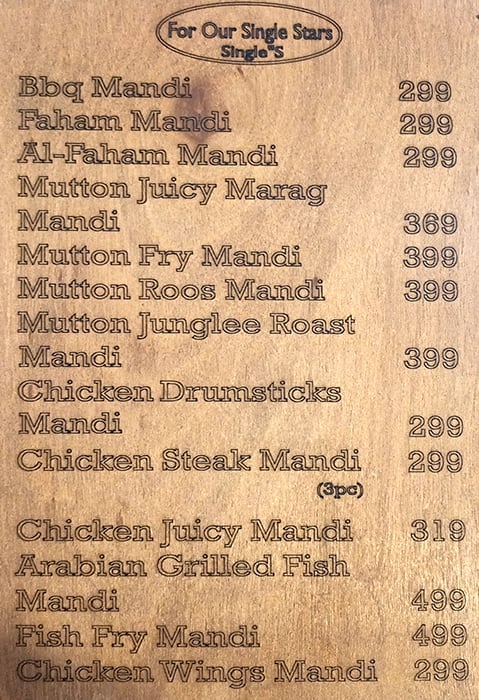 Menu at Mandi croods Vijayawada, Vijayawada