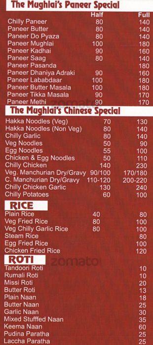 Menu at Mugal's Food, Ghaziabad