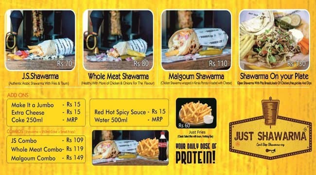 Just Shawarma Menu, Menu for Just Shawarma, Jayanagar, Bangalore - Zomato