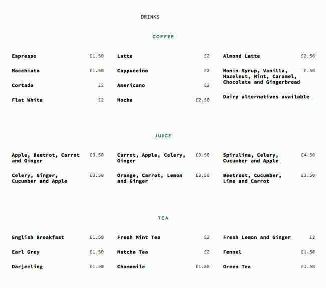 Menu at Chloe's Espresso pub & bar, London