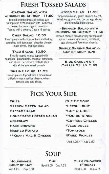 Menu at Harvester Restaurant, Gig Harbor