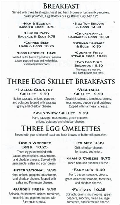 Menu at Harvester Restaurant, Gig Harbor