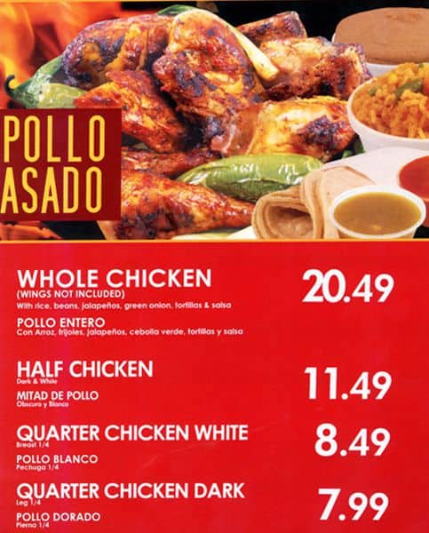 Menu at Rico Pollo restaurant, Thornton, Grant St