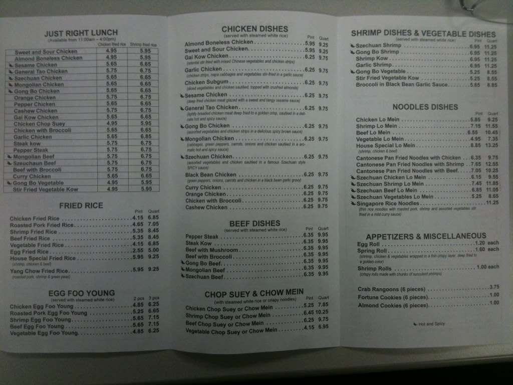 Menu at Moy Kong Express Inc fast food, Auburn Hills