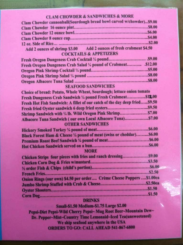 Menu at South Beach Fish Market restaurant, Newport