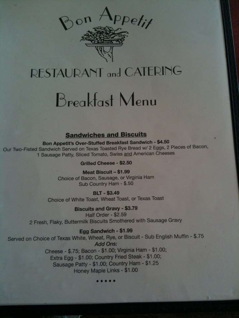 Bon Appetit Menu, Menu for Bon Appetit, Wilmington, Wilmington ...