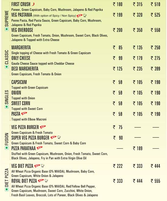 Menu at Pizzanio, Greater Noida, Plot 39A