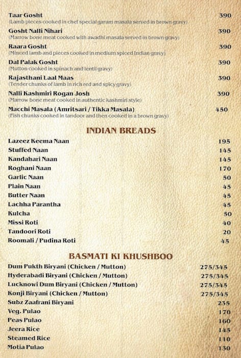Menu at Zaika Restaurant, Ludhiana, Hotel A9 Resorts