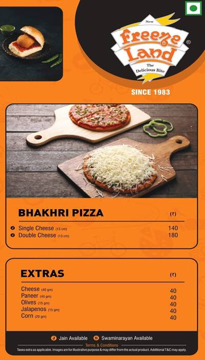 Menu at New Freeze Land, Ahmedabad, Stall 32
