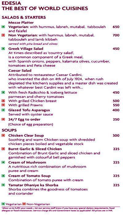Edesia - Crowne Plaza Menu, Menu for Edesia - Crowne Plaza, Okhla Phase ...