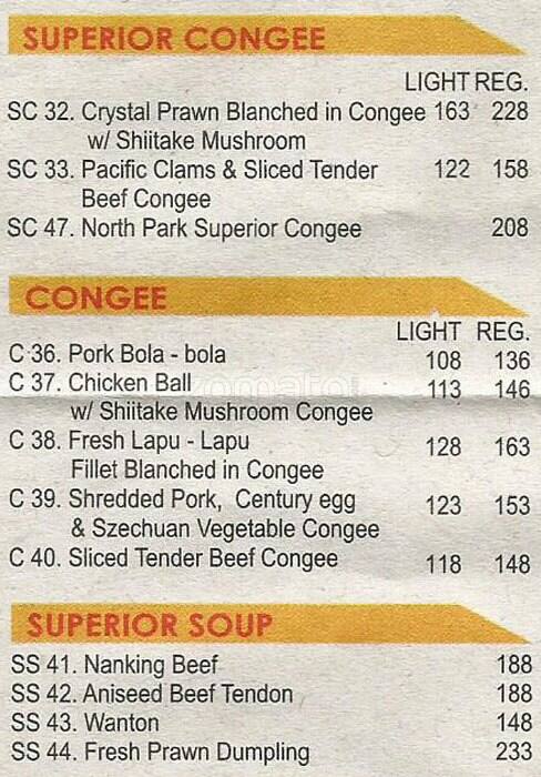 Menu at North Park Noodles restaurant, Quezon City, Ground Flr