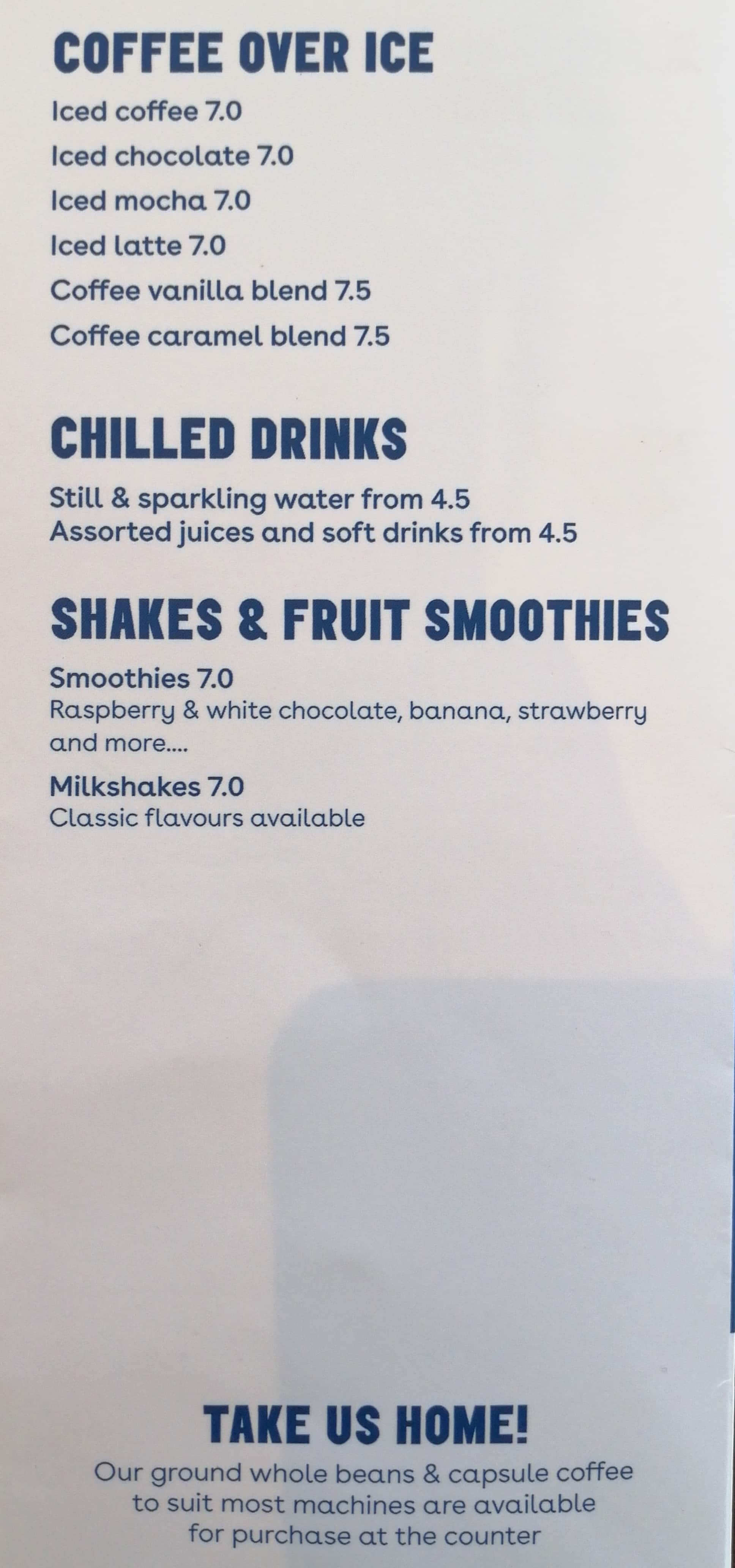 Menu at Jamaica Blue cafe, Silverdale, Shop 17