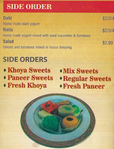 Menu at indian delight restaurant, Brampton