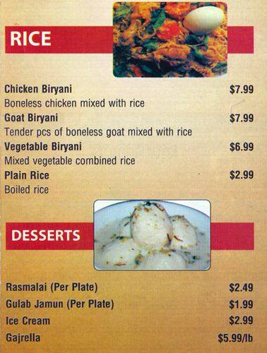 Menu at indian delight restaurant, Brampton