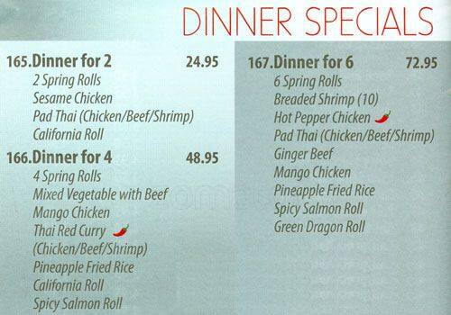 Menu at Dragon Rolls restaurant, Pickering