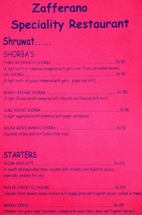Zafferano Menu, Menu for Zafferano, Vijay Nagar, Indore - Zomato