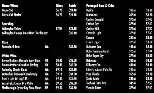 Menu at The Last Drop Pub canning vale, Canning Vale