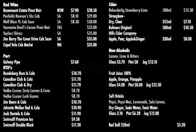 Menu at The Last Drop Pub canning vale, Canning Vale