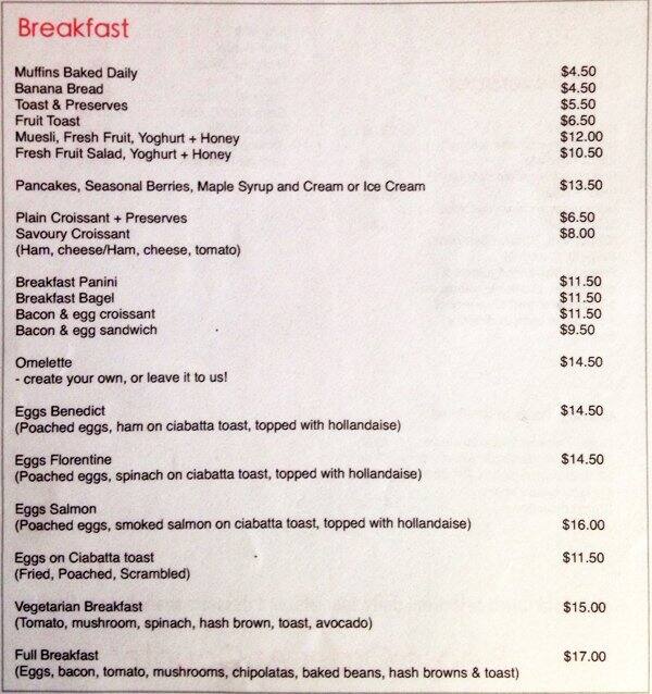 Menu at E-Sense Cafe, East Perth, 193 Hay St