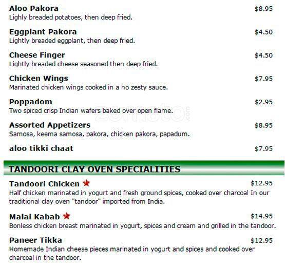 Menu at New Delhi Palace restaurant, Bellevue