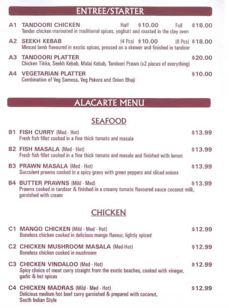 Tandoori Mahal Menu, Menu for Tandoori Mahal, Manukau, Auckland ...