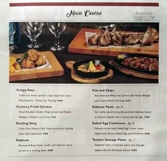Menu at Cable Car - BGC pub & bar, Taguig, 7th Ave