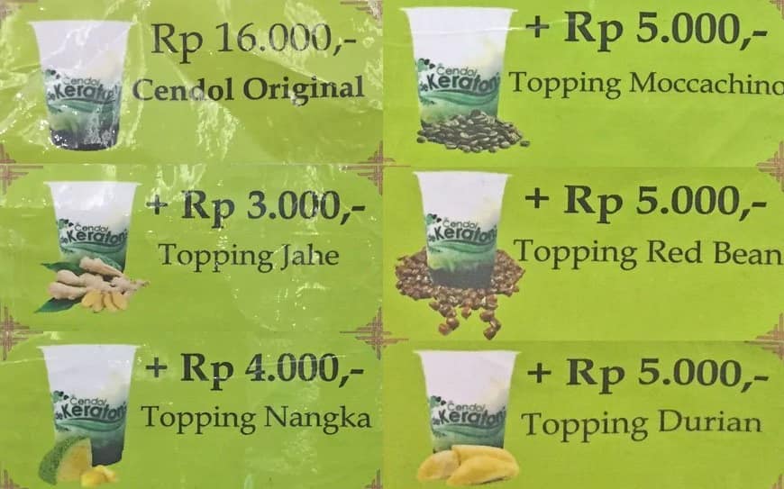 Menu at Es Cendol Elizabeth pub & bar, Bogor, Jl Pajajaran