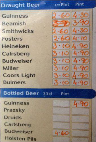 Menu at The Sallynoggin Inn pub & bar, Dublin, Sallynoggin Road