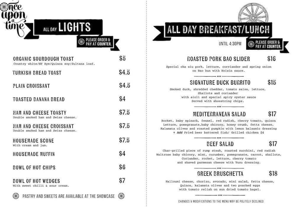 Cafe Once Upon a Time Menu, Menu for Cafe Once Upon a Time, West Ryde ...