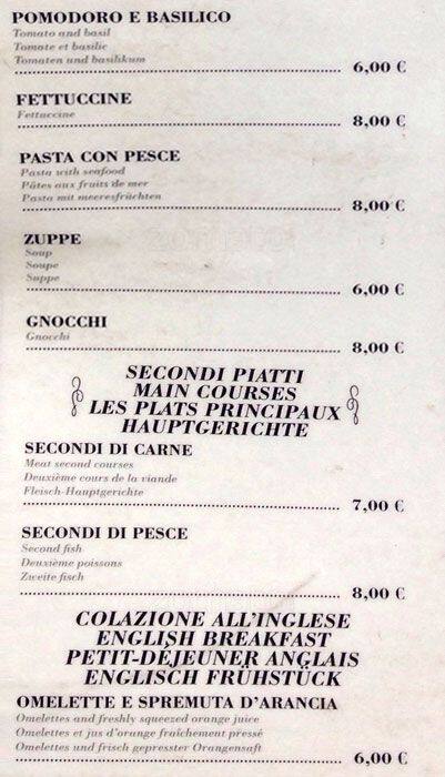 Menu da Caffè Farini ristorante, Roma