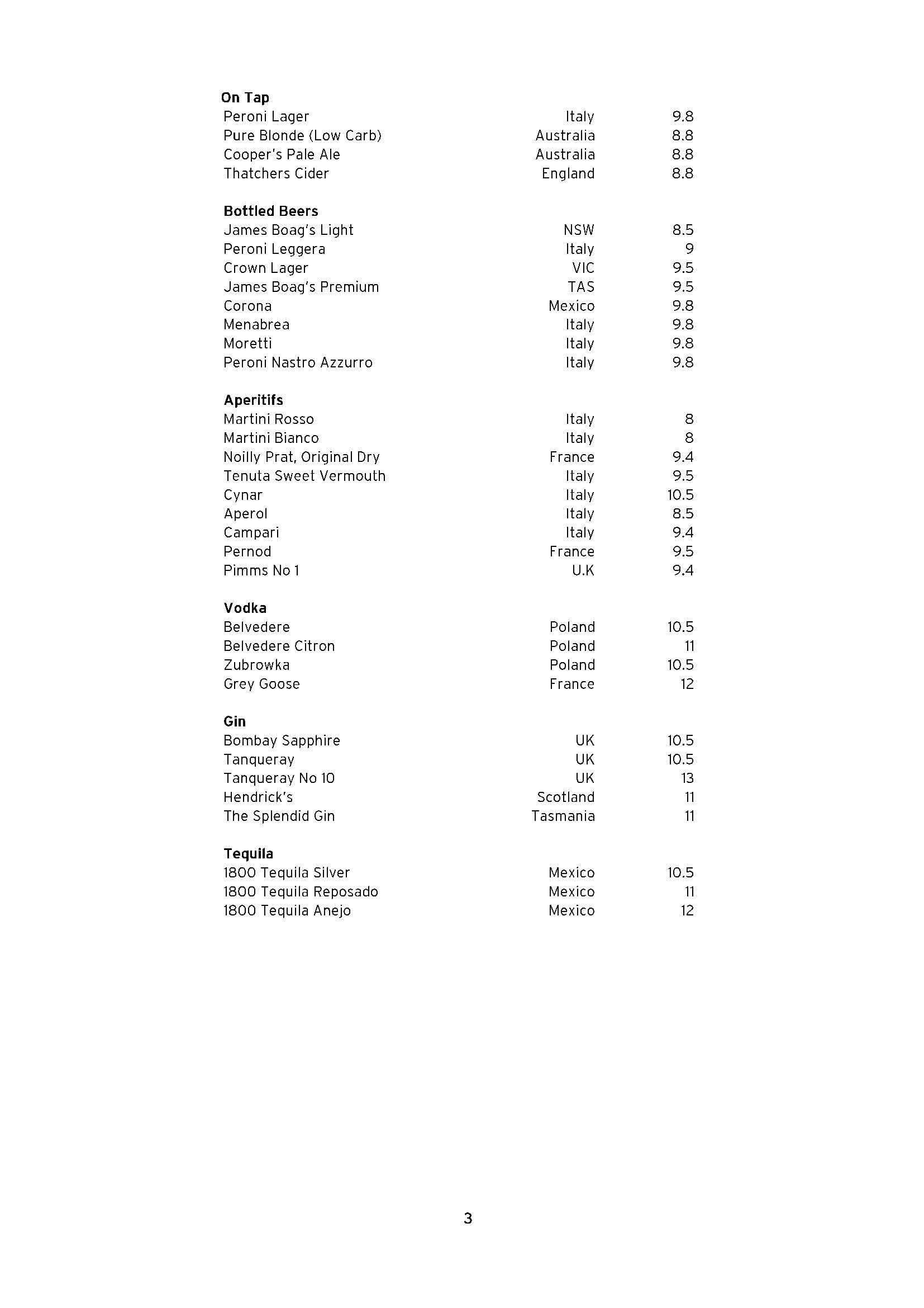 Menu at Intermezzo Italian Restaurant, Sydney