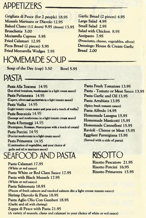 Menu at Da Luciano pizzeria, River Grove