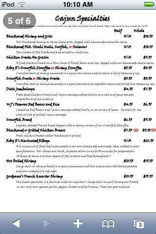 Menu at Gumbeaux's, A Cajun Cafe, Douglasville