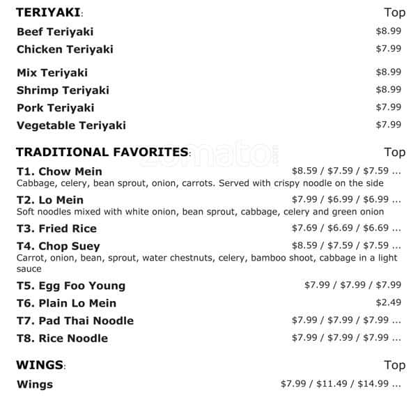 Menu at Skillman Wok restaurant, Garland