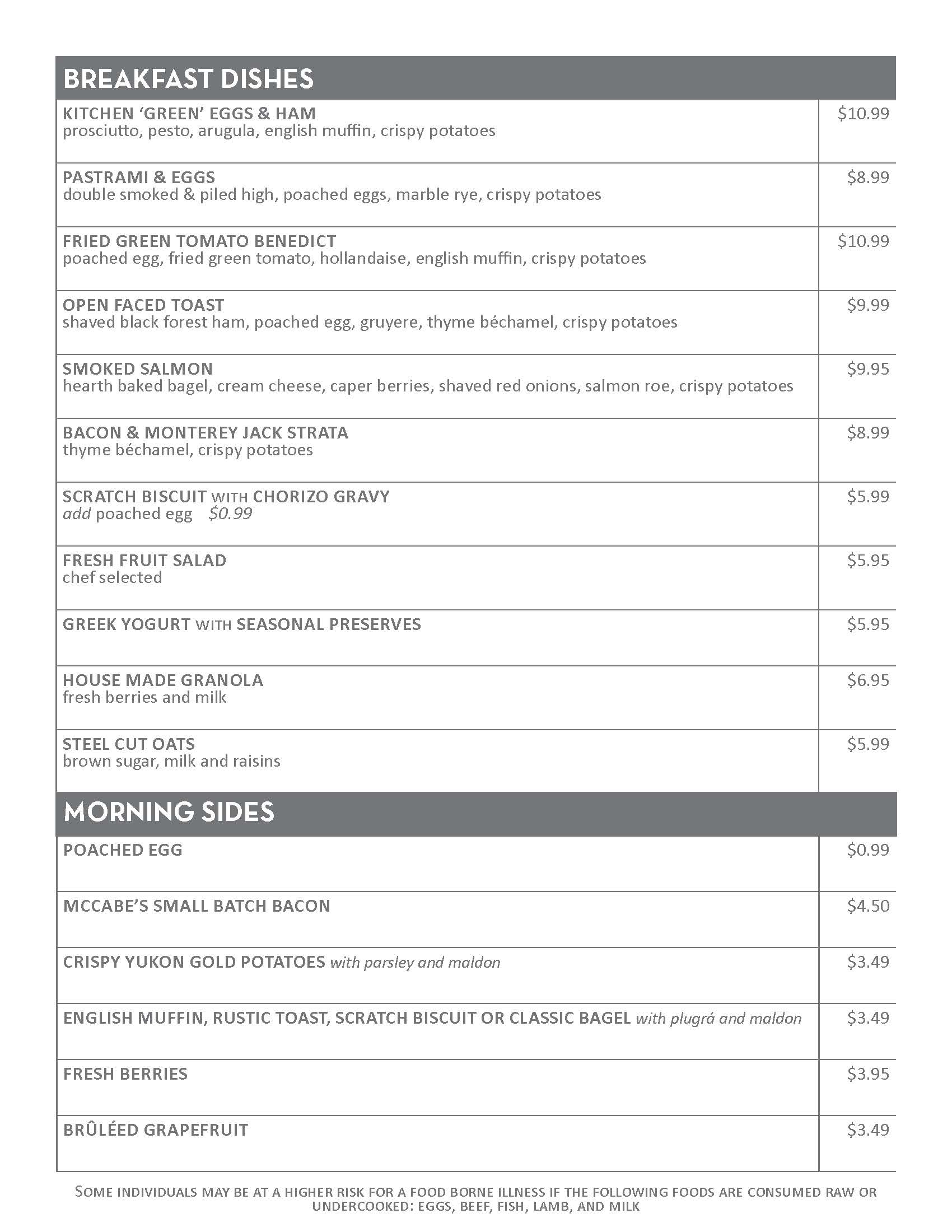 Menu at Kitchen No. 324 restaurant, Oklahoma City, 324 N Robinson Ave