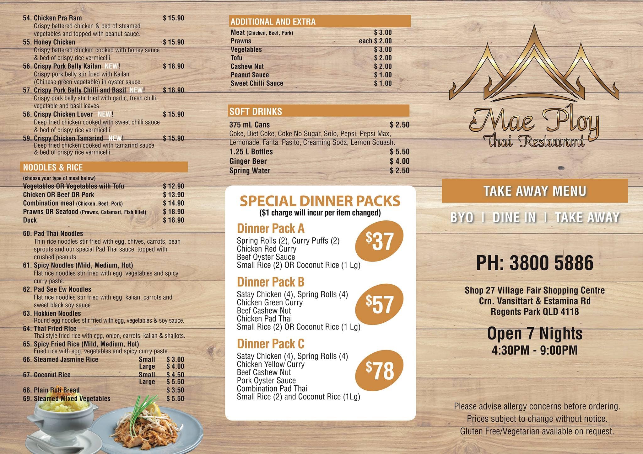 Menu at Mae Ploy Thai Restaurant, Browns Plains
