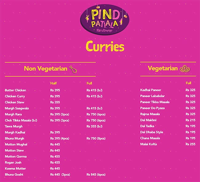 Menu of Pind Patiala, Sector 49, Gurgaon