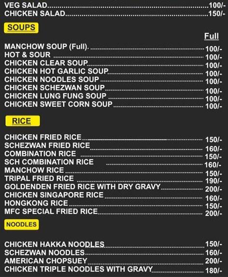 Menu of Mad For Chicken, Cuffe Parade, Mumbai