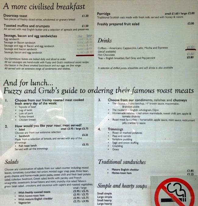 Menu at Fuzzy's Grub fast food, London, 6 Crown Passage