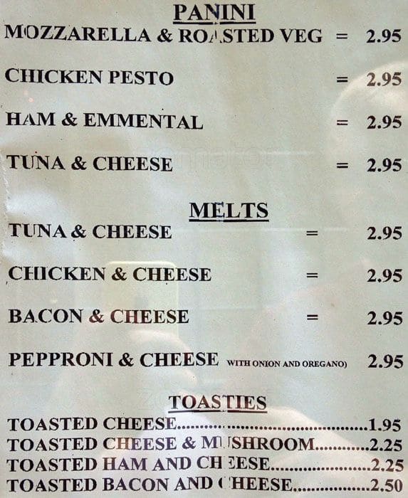 Menu at Fuzzy's Grub fast food, London, 6 Crown Passage