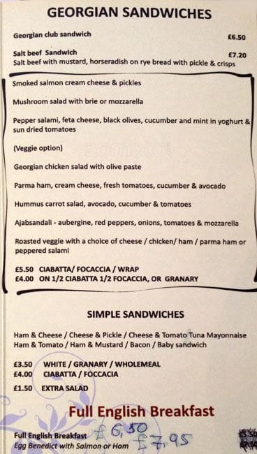 The Georgian Room Menu Prices